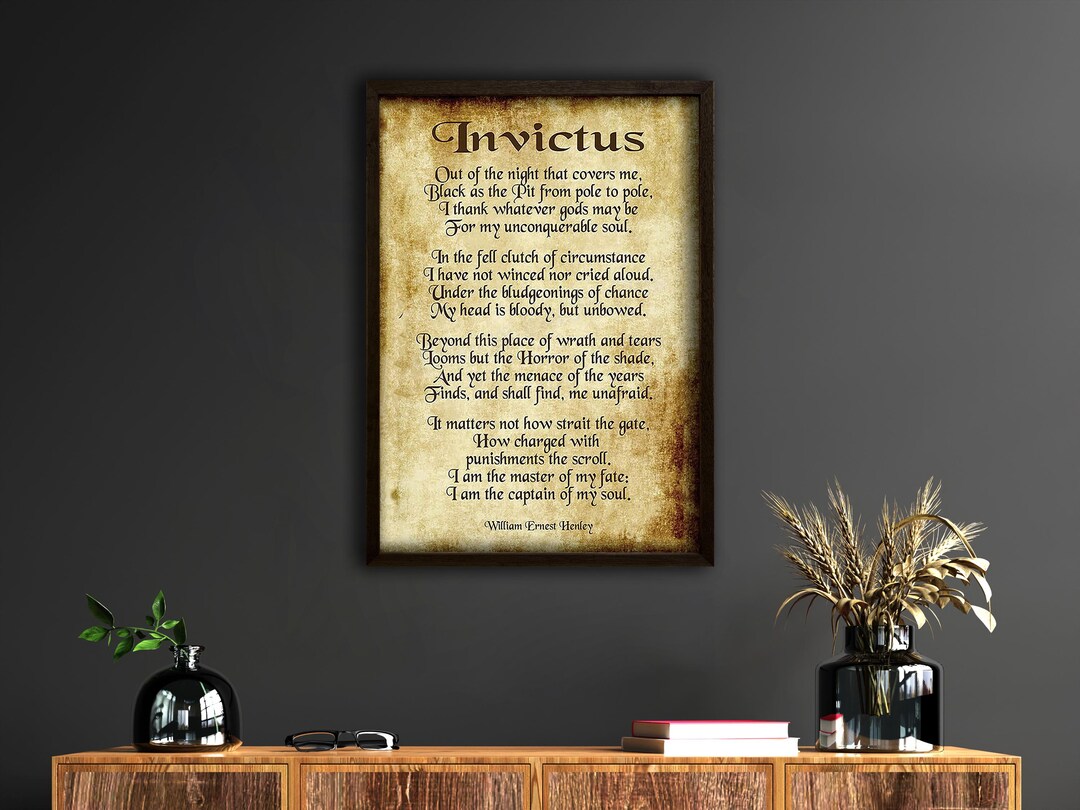 Invictus Poem Wall Art Print, William Ernest Henley Quote, Motivational ...