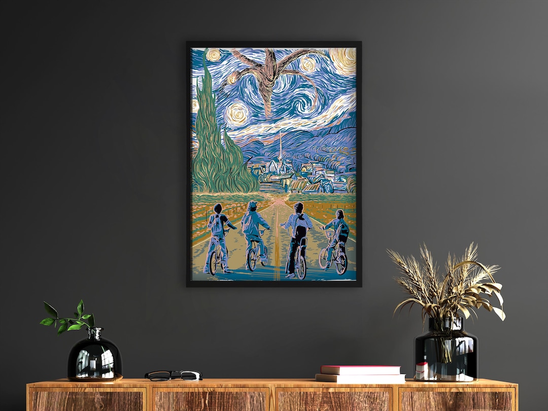 Stranger Things Poster - Van Gogh Starry Night Inspired Poster Art Home ...