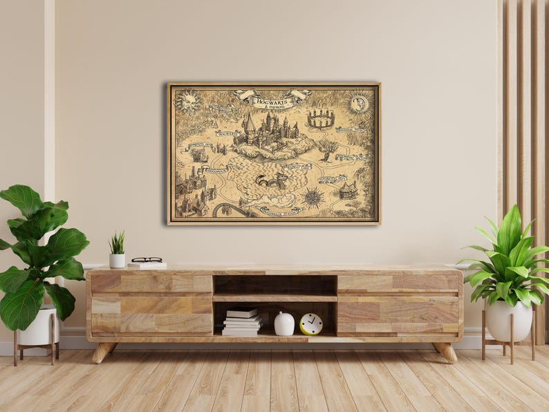 Hogwarts Vintage Map Wall Art Print, Wizard World Poster, Magical ...
