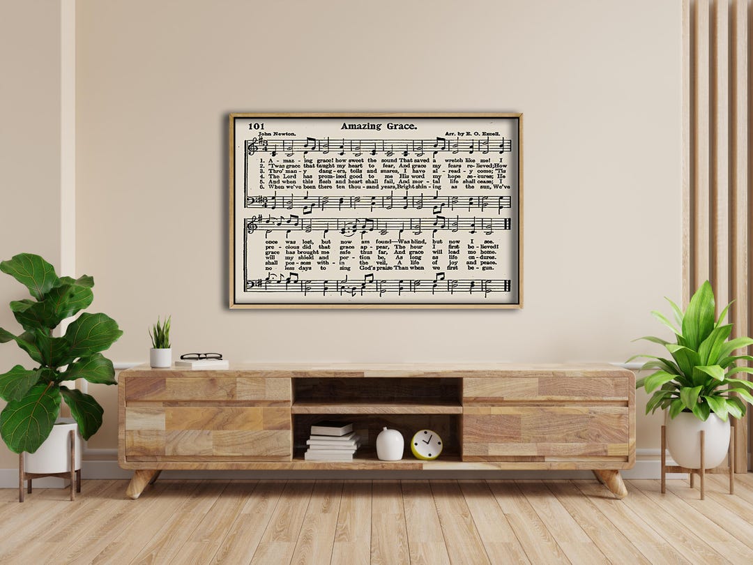 Amazing Grace Hymn Sheet Wall Art, Vintage Christian Music Poster ...