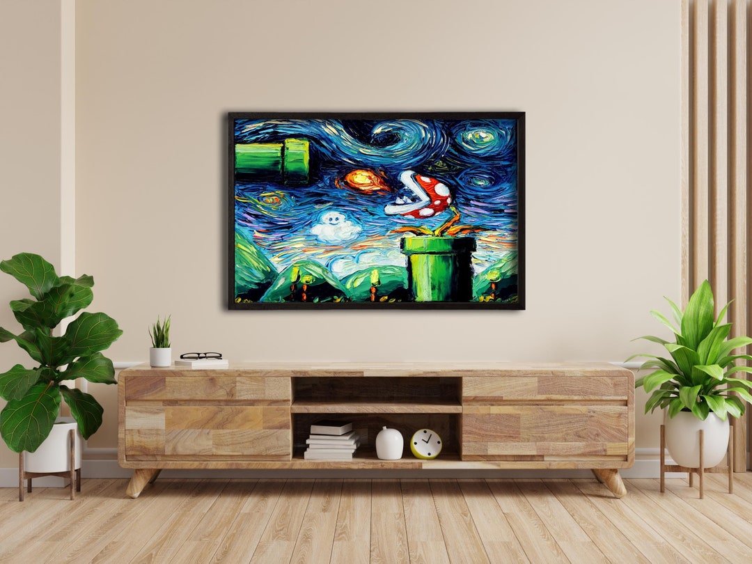 Super Mario Van Gogh Canvas,abstract Canvas Art, Super Mario Canvas ...