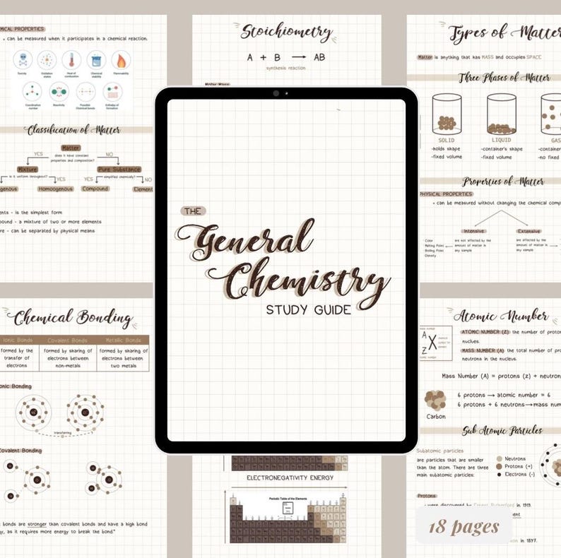 General Chemistry Study Guide - Etsy General Chemistry Study Guide - Etsy
