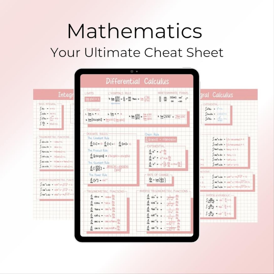 Complete Mathematics Cheat Sheet, Printable Study Guides, Best for ...