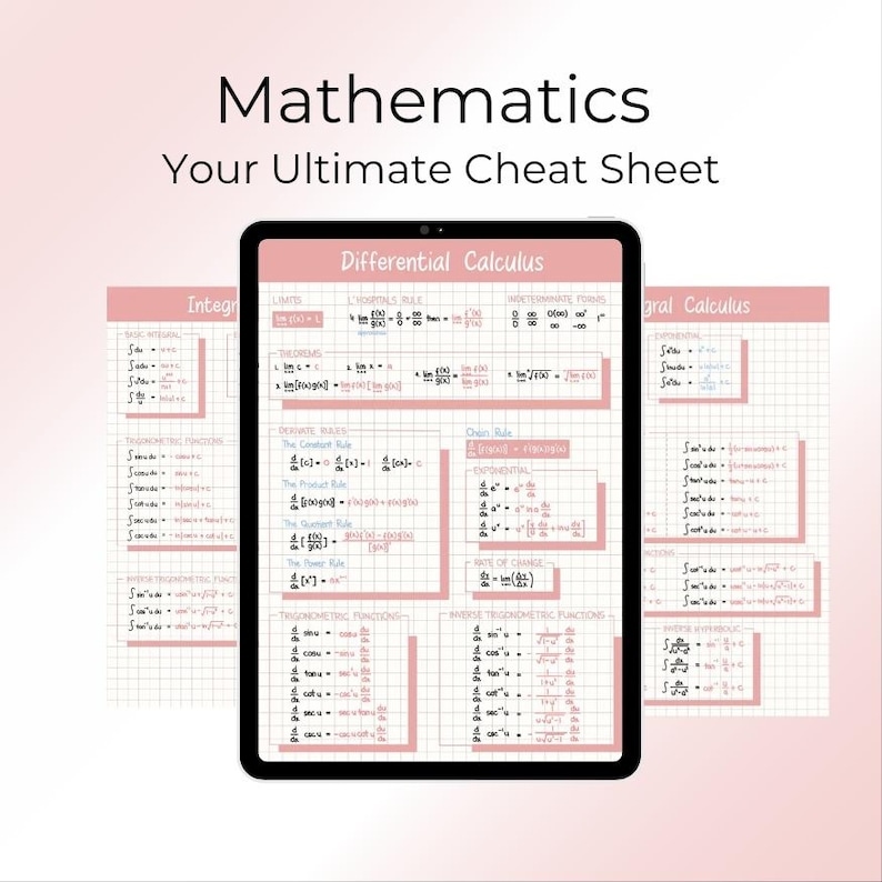 Complete Mathematics Cheat Sheet, Printable Study Guides, Best for ...