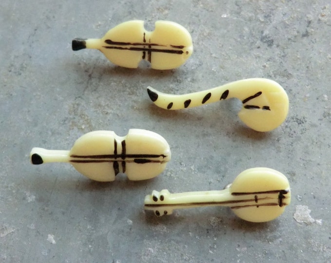 4 Vintage Musical Instrument Buttons - 2 Violins, 1 Sax, 1 Banjo - Etsy