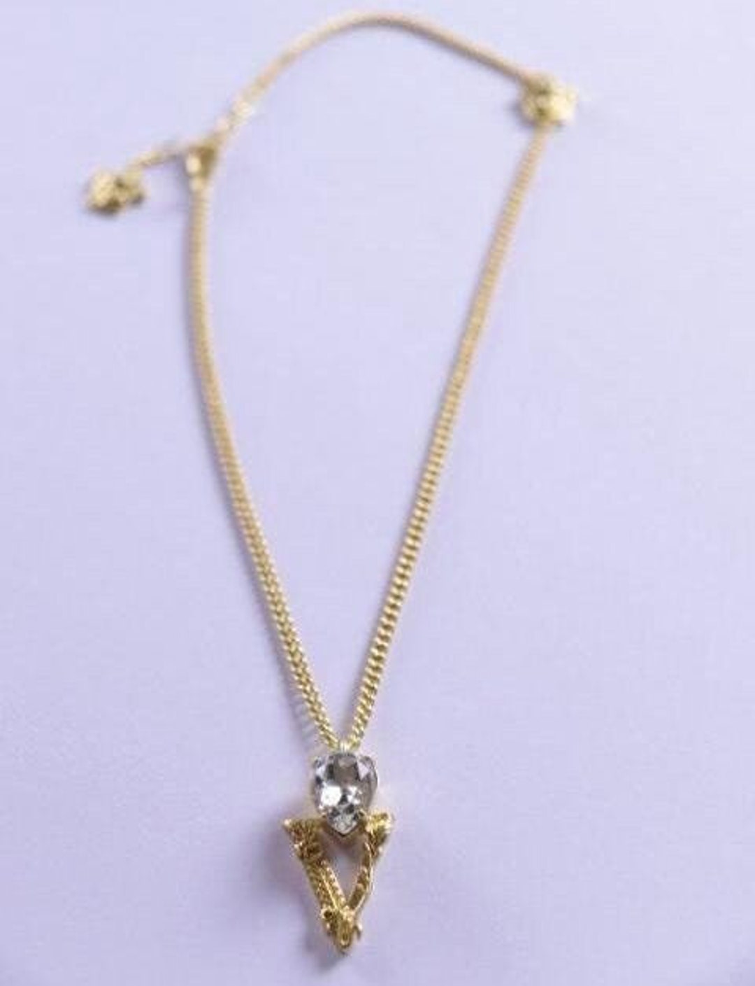 Versace Gold Curb Chain V Monogram Pendant Necklace Luxury Designer ...