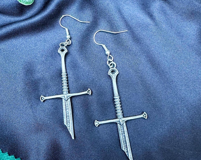 Narsil Earrings From LOTR, Aragorn's Sword Earrings, LOTR Fan Earrings, Tolkien Enthusiast ...