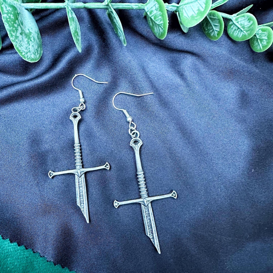 Narsil Earrings From LOTR, Aragorn's Sword Earrings, LOTR Fan Earrings, Tolkien Enthusiast ...