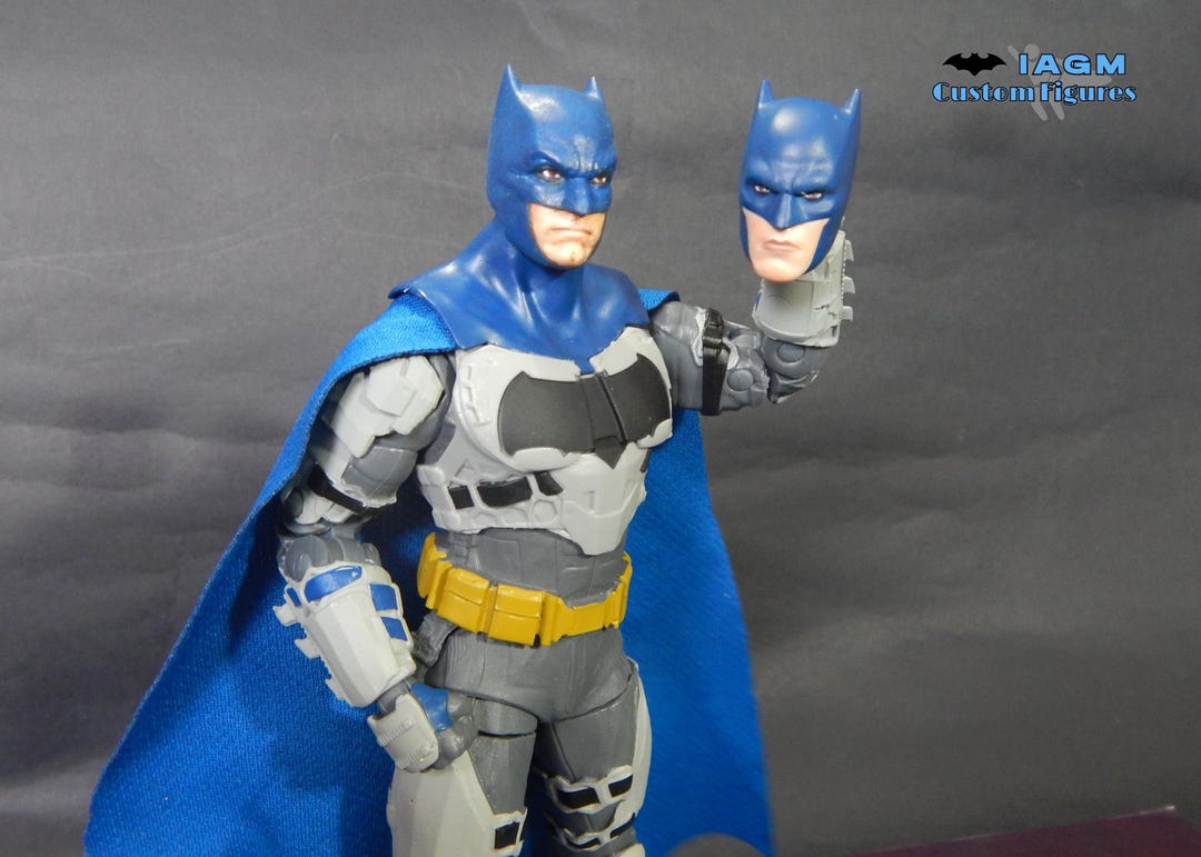 Batman Ben Affleck Blue and Grey Suit platinum Edition With Custom Head ...