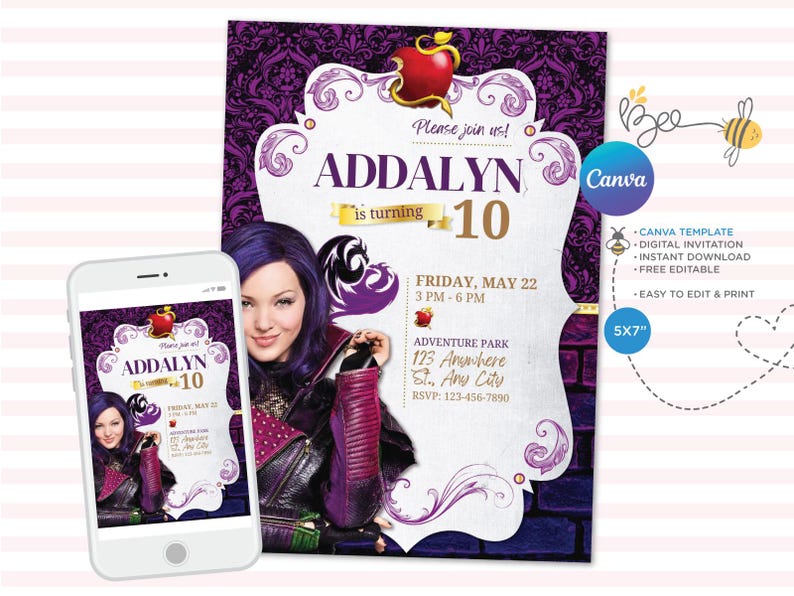 Descendants Invitation, Descendants Birthday, Descendants Birthday ...