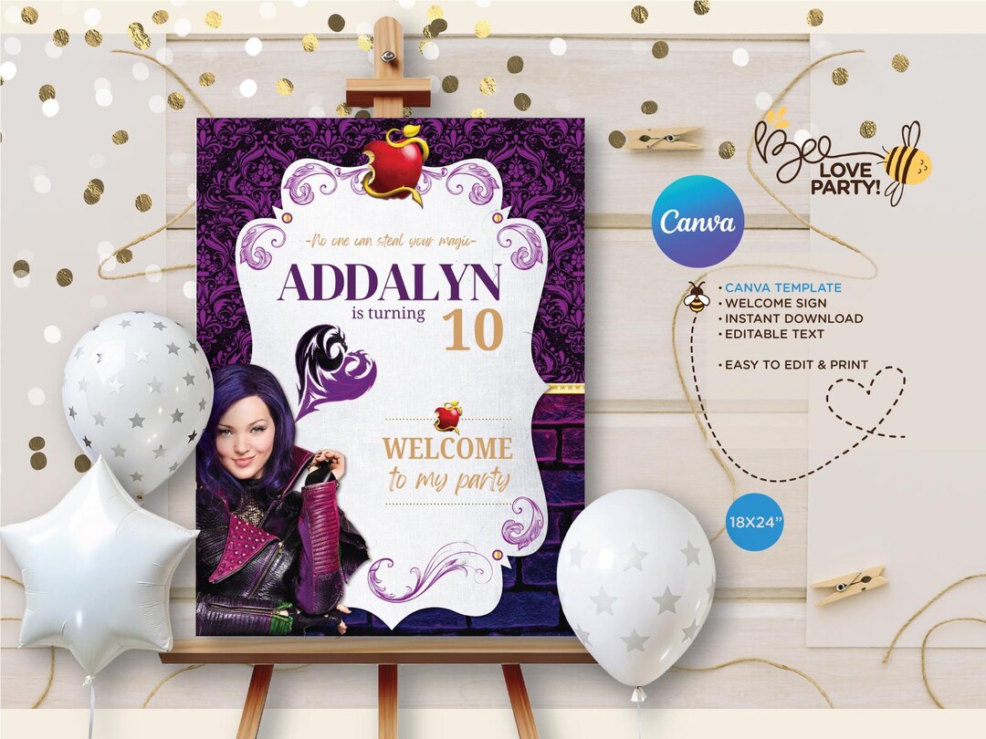 Descendants Welcome Yard Sign, Descendants Birthday Poster, Welcome ...