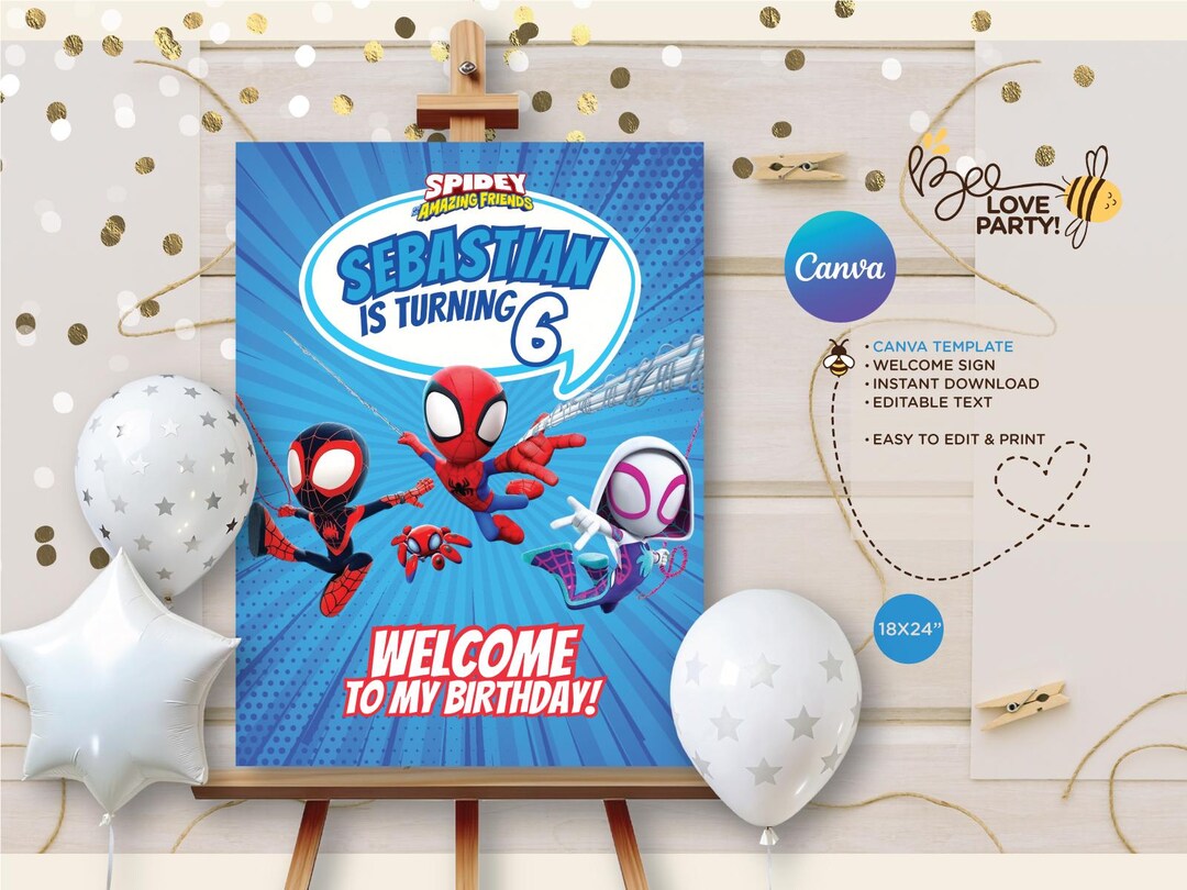 Spidey Welcome Yard Sign, Spidey Friends Birthday Poster, Welcome ...
