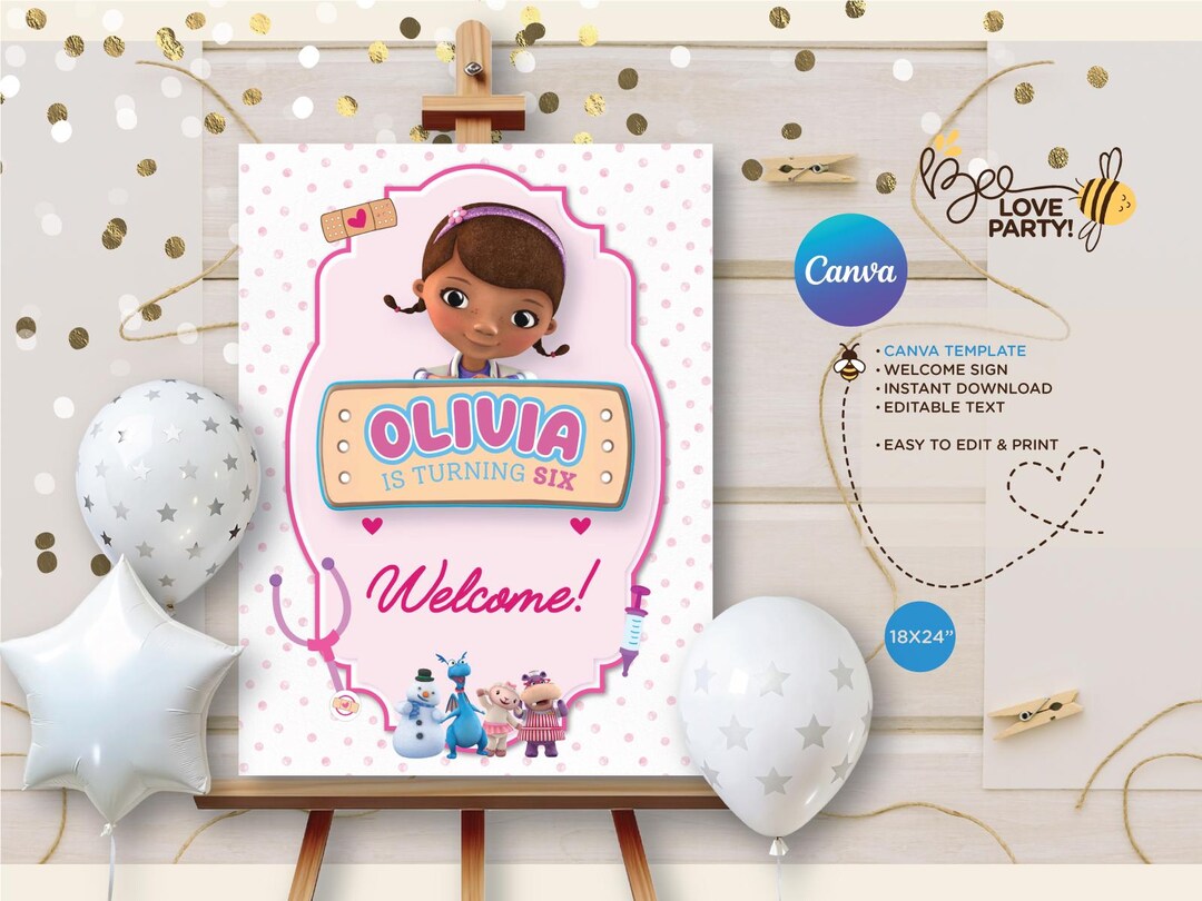 Doc Mcstuffins Welcome Yard Sign, Doc Mcstuffins Birthday Poster ...