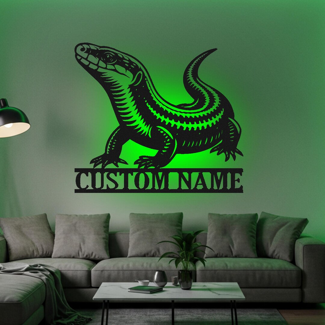 Custom Skink LED Metal Wall Art: Reptile Home Decor Name Sign - Etsy