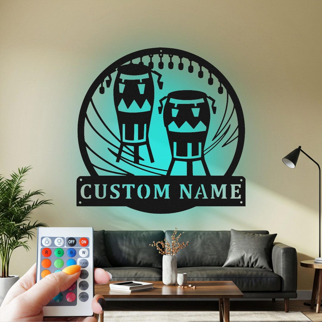 Custom Conga Metal Wall Art With LED: Personalized Name Sign - Etsy