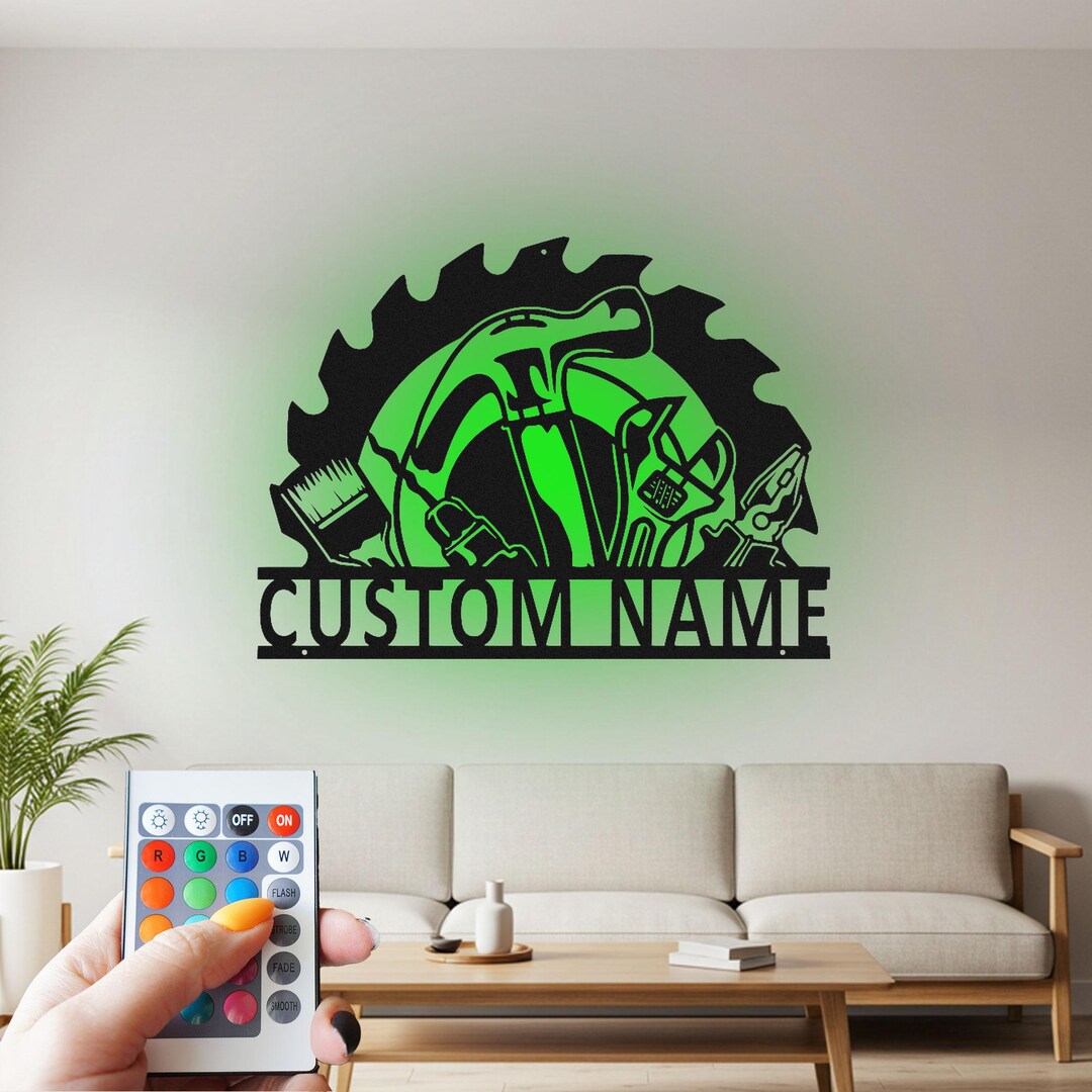 Custom Carpenter Tools Metal Wall Art With LED Light - Etsy
