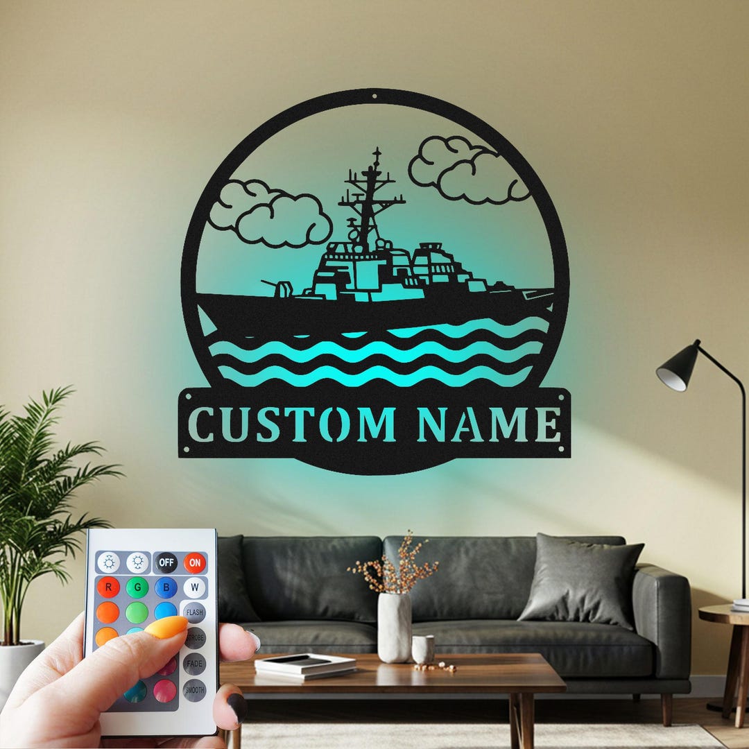 Custom Destroyer Ship Metal Wall Art With LED Light - Etsy