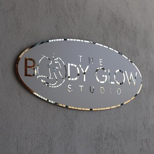 Business Mirror Logo Sign Acrylic Custom Logo Decoration Office Door ...