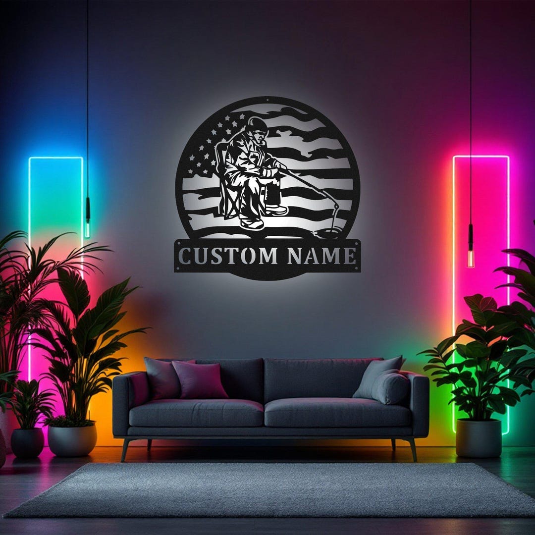 Custom Hunting Metal Wall Art With Led Light, Personalized Hunter Name ...