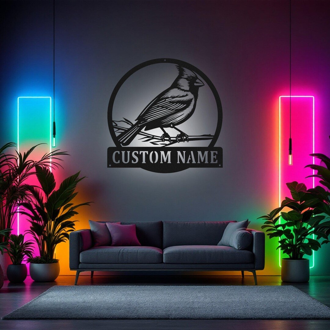 Custom Cardinal Bird Metal Sign, Personalized Cardinal Bird Name Sign ...