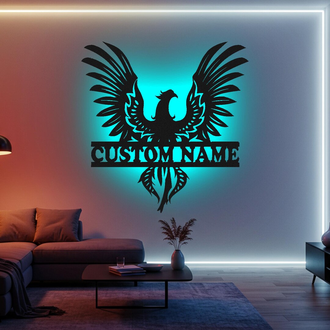 Fire Bird Eagle Custom Sign Led Light Metal Wall Decor Phoenix Lover ...
