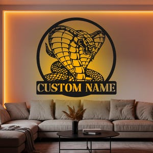 King Cobra Snake Custom Sign Led Light Metal Wall Decor Cobra ...