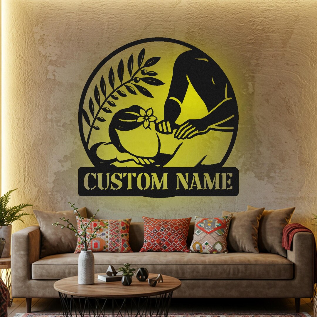 Custom Massage Therapist Led Light Metal Wall Art Therapist Spa Name ...