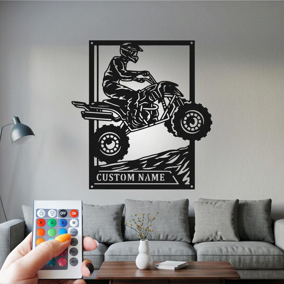 Custom Male Quad Racing Signage Metal Wall Art With LED Light ...