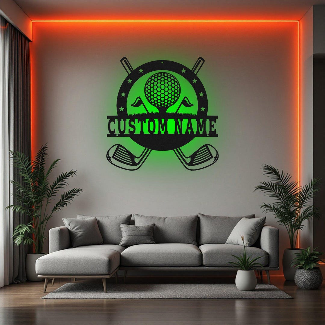 Custom Golf Metal Wall Art With Led Light, Personalized Golf Player ...