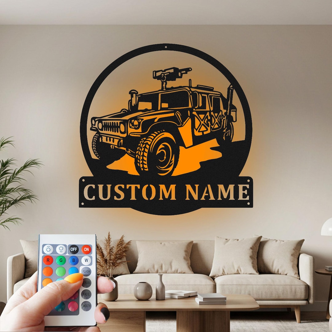 Custom Humvee Led Light Metal Wall Art Humvee Driver Name Sign Home ...