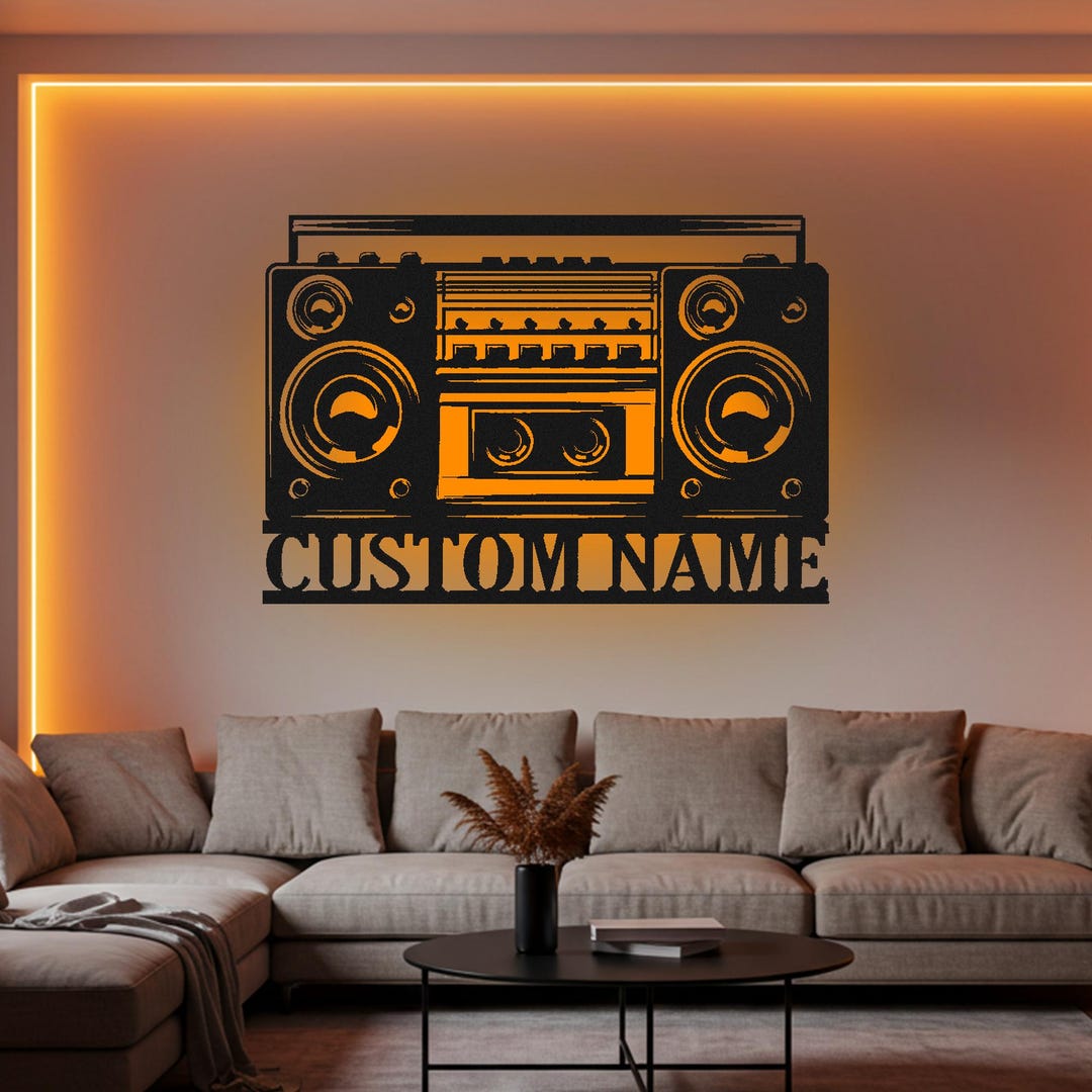 Custom Boombox Music Led Light Metal Wall Art Musican Name Sign Home ...