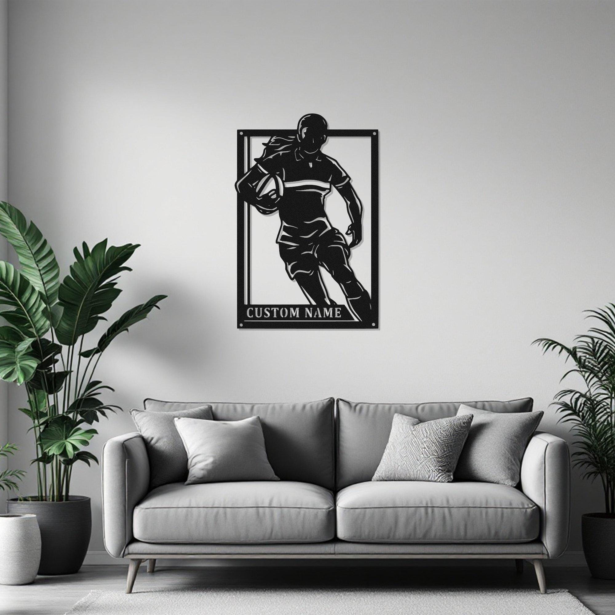Personalized Female Rugby Metal Wall Art With LED Light - Etsy