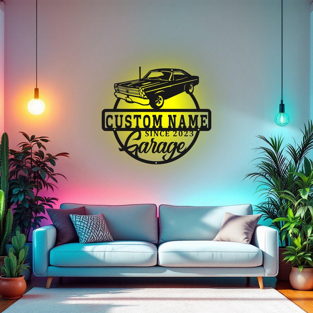 Personalized Garage Name Metal Sign: Laser Cut Wall Art, Man Cave Decor ...