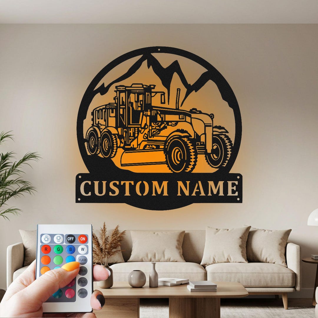 Custom Road Grader Metal Wall Art With LED Lights - Etsy
