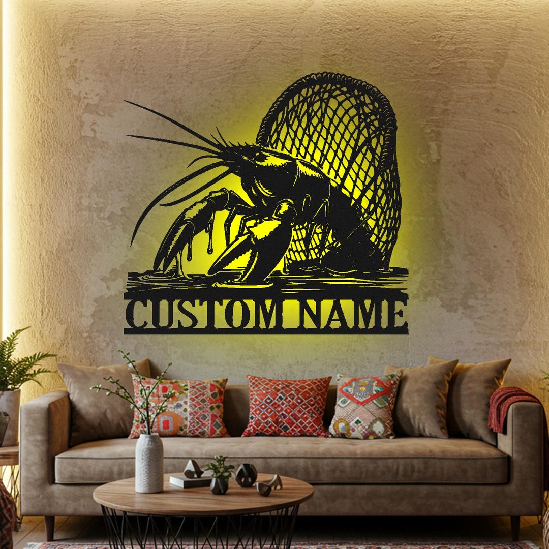 Custom Crawfish LED Metal Wall Art: Personalized Home Decor - Etsy