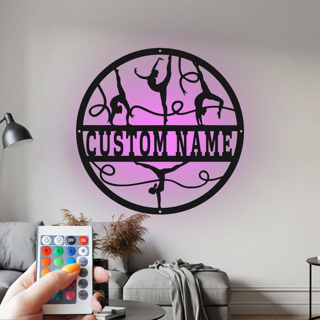 Custom Gymnastics Metal Wall Art With Led Light, Personalized Gymnast ...