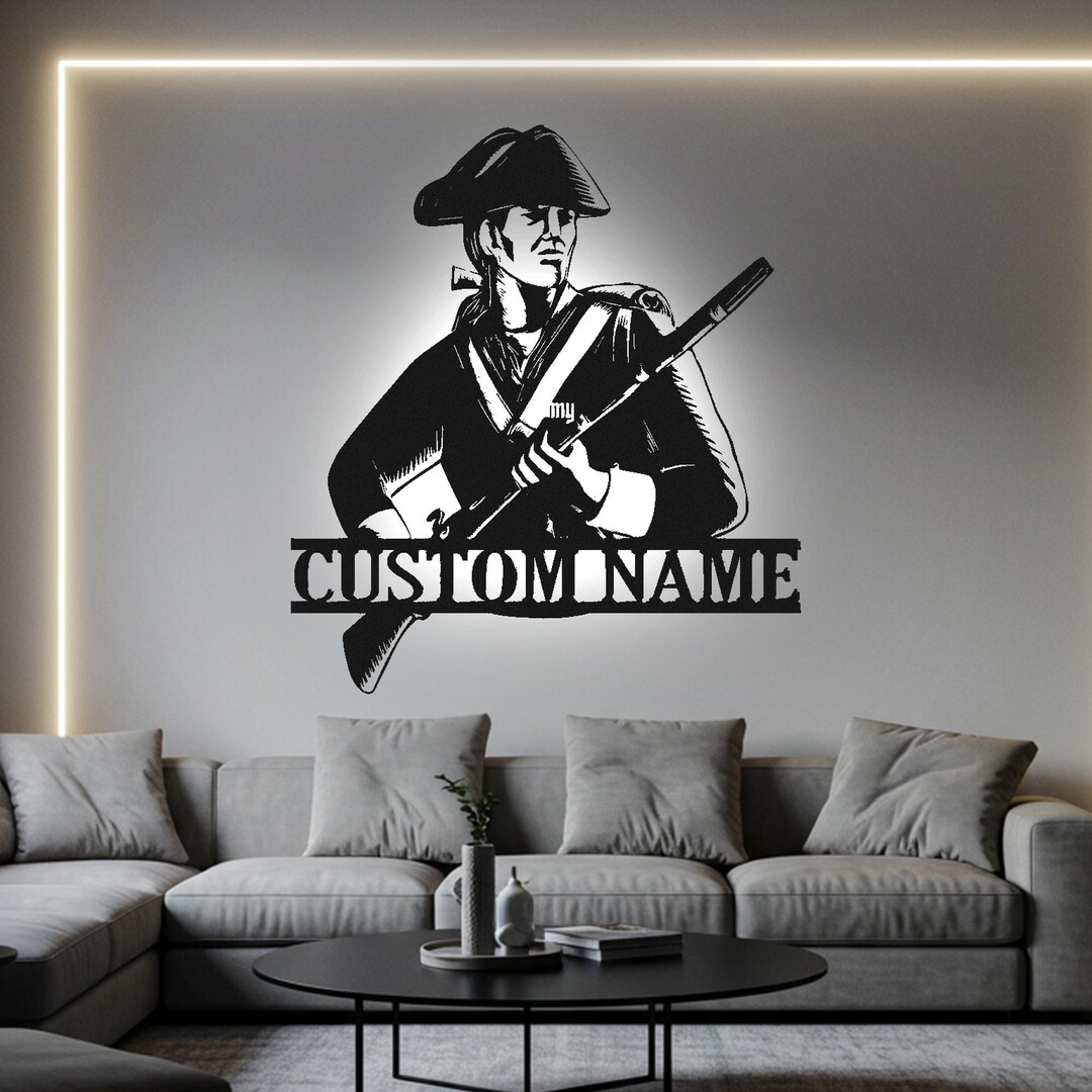 Custom Soldier Equipped With A Musket Led Light Metal Wall Art ...