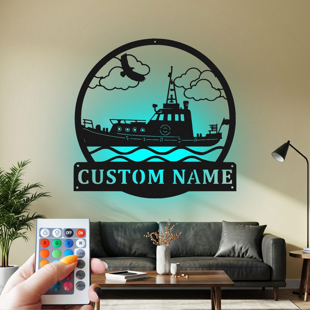 Custom Tugboat Metal Wall Art With LED: Personalized Boat Name Sign - Etsy