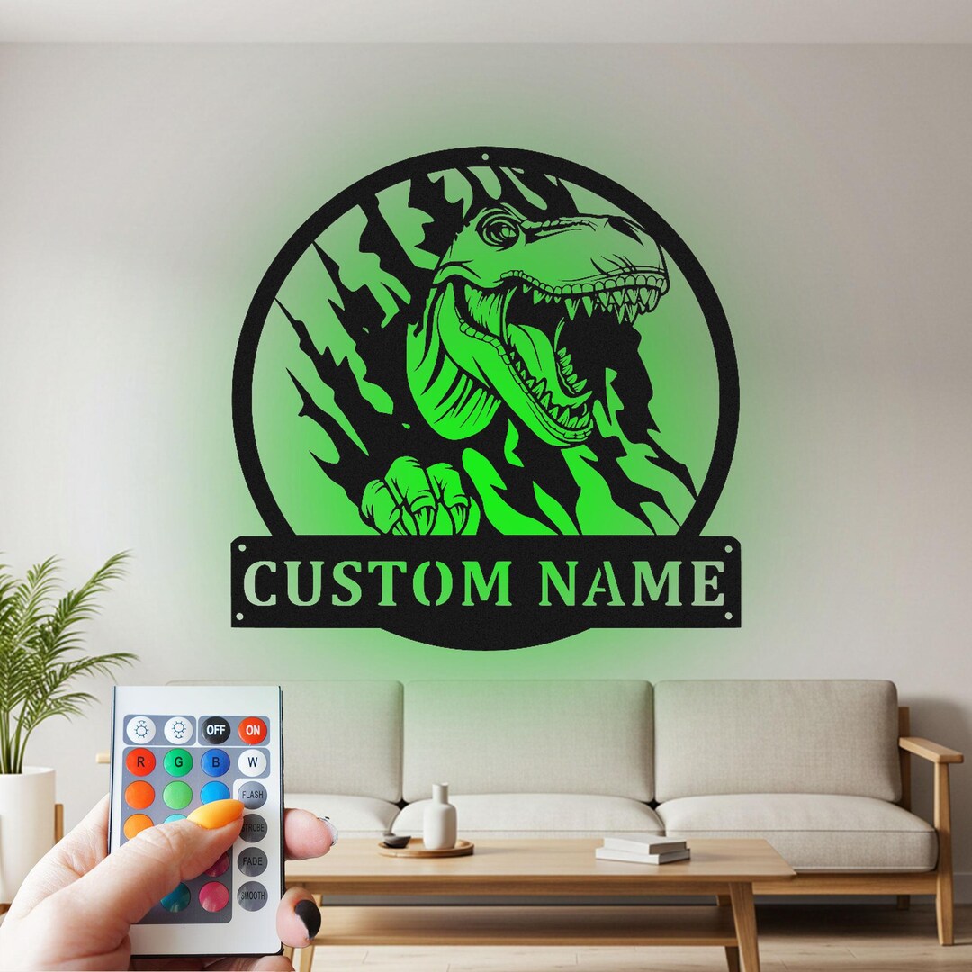 Custom Tyrannosaurus Claws Scratch Metal Wall Art With Led Light ...