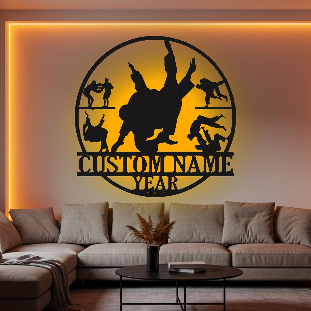 Custom Brazilian Jiu Jitsu Led Light Metal Wall Art Jiu Jitsu Lover ...