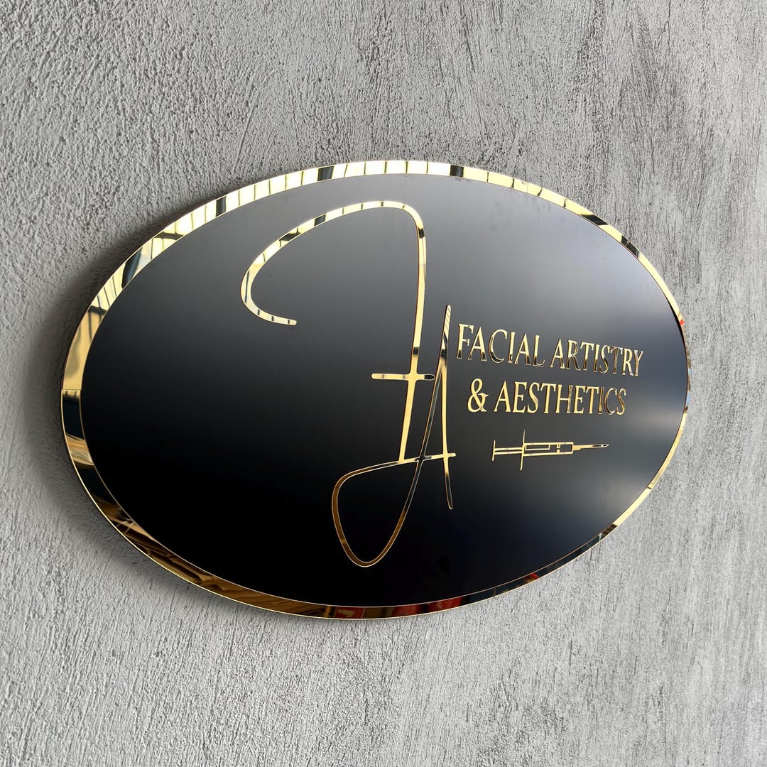 Business Mirror Logo Sign Acrylic Custom Logo Decoration Office Door ...