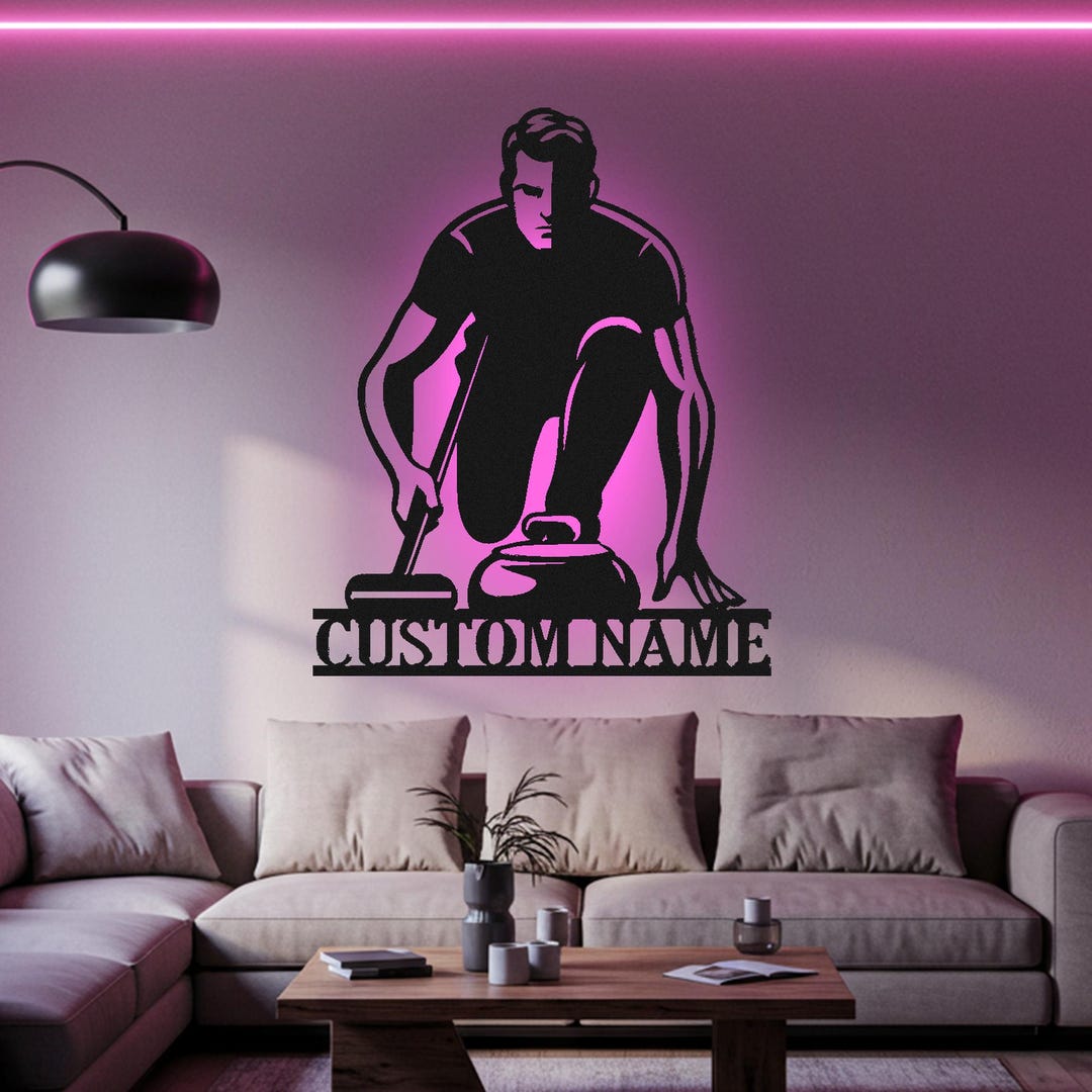 Custom Curling Player LED Metal Wall Art: Athlete Home Decor - Etsy