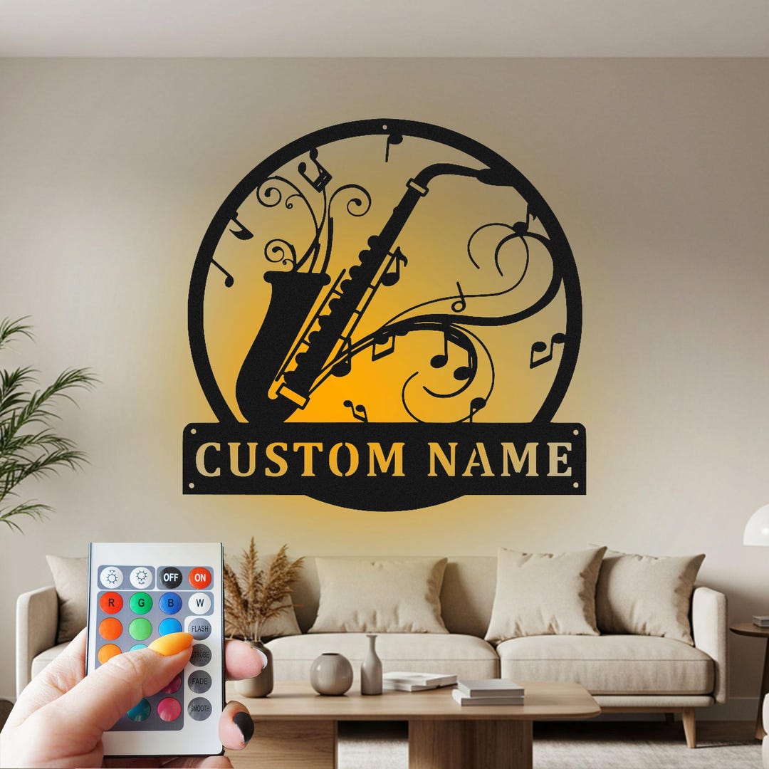 Custom Saxophone Musical Instrument Metal Wall Art With Led Light ...