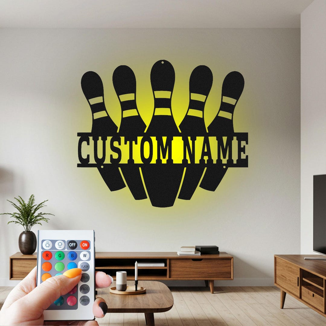 Custom Bowling Pin Metal Wall Art With LED: Personalized Name Sign - Etsy
