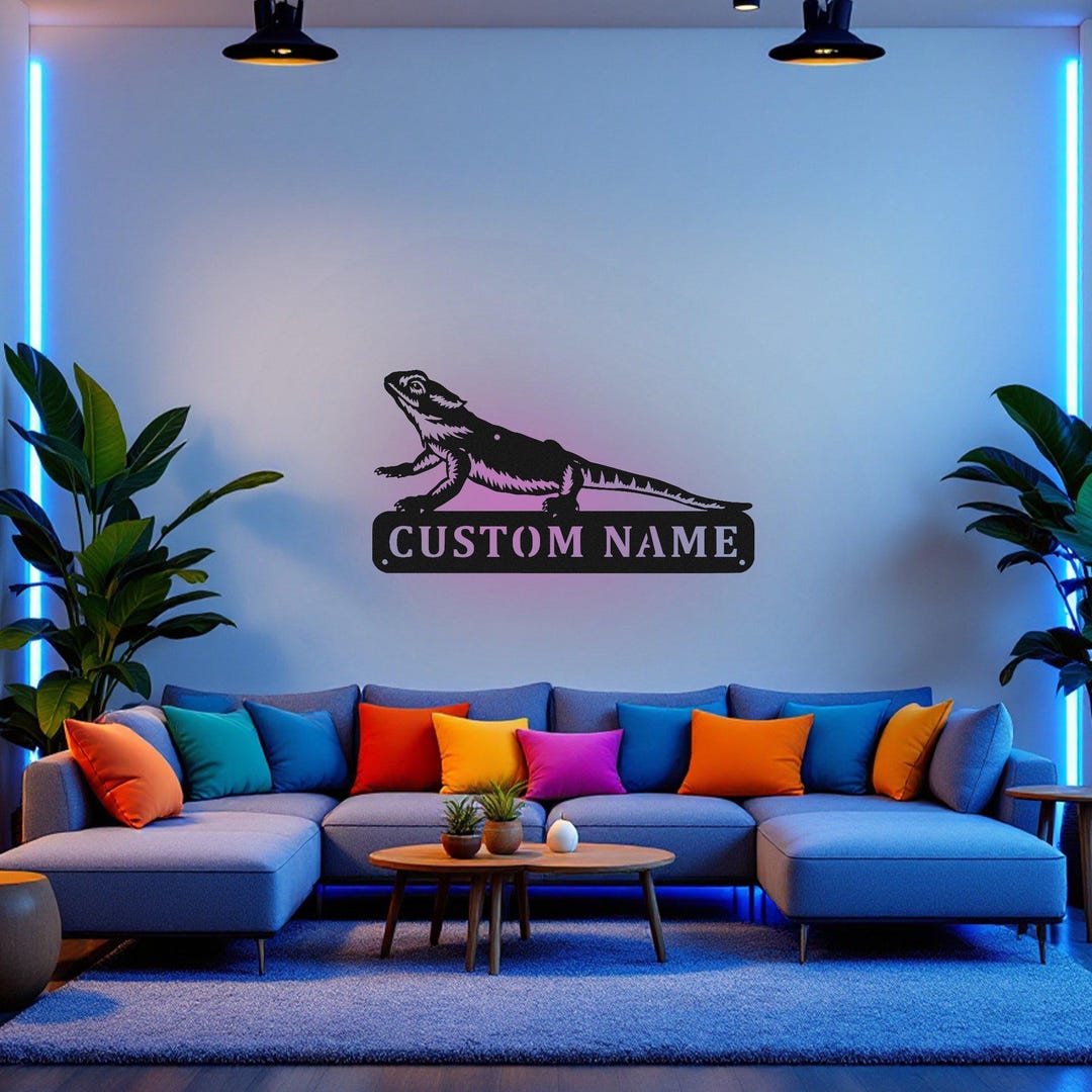 Custom Bearded Dragon Metal Wall Art With Led Light, Personalized ...