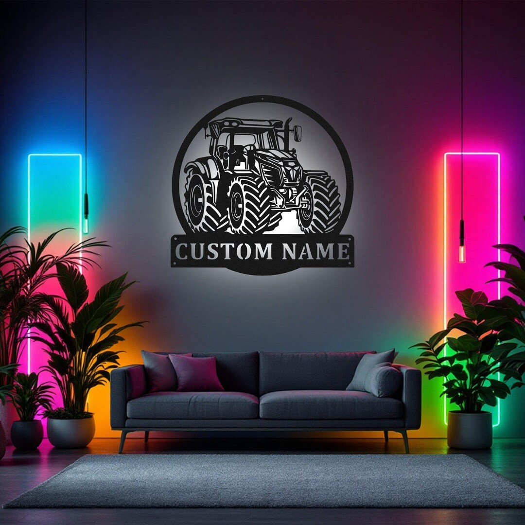 Custom Tractor Metal Wall Art With LED: Personalized Farm Name Sign - Etsy