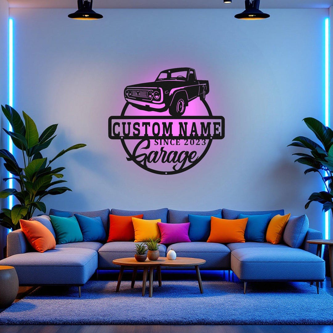 Personalized Garage Name Metal Sign: Laser Cut Wall Art, Man Cave Decor ...