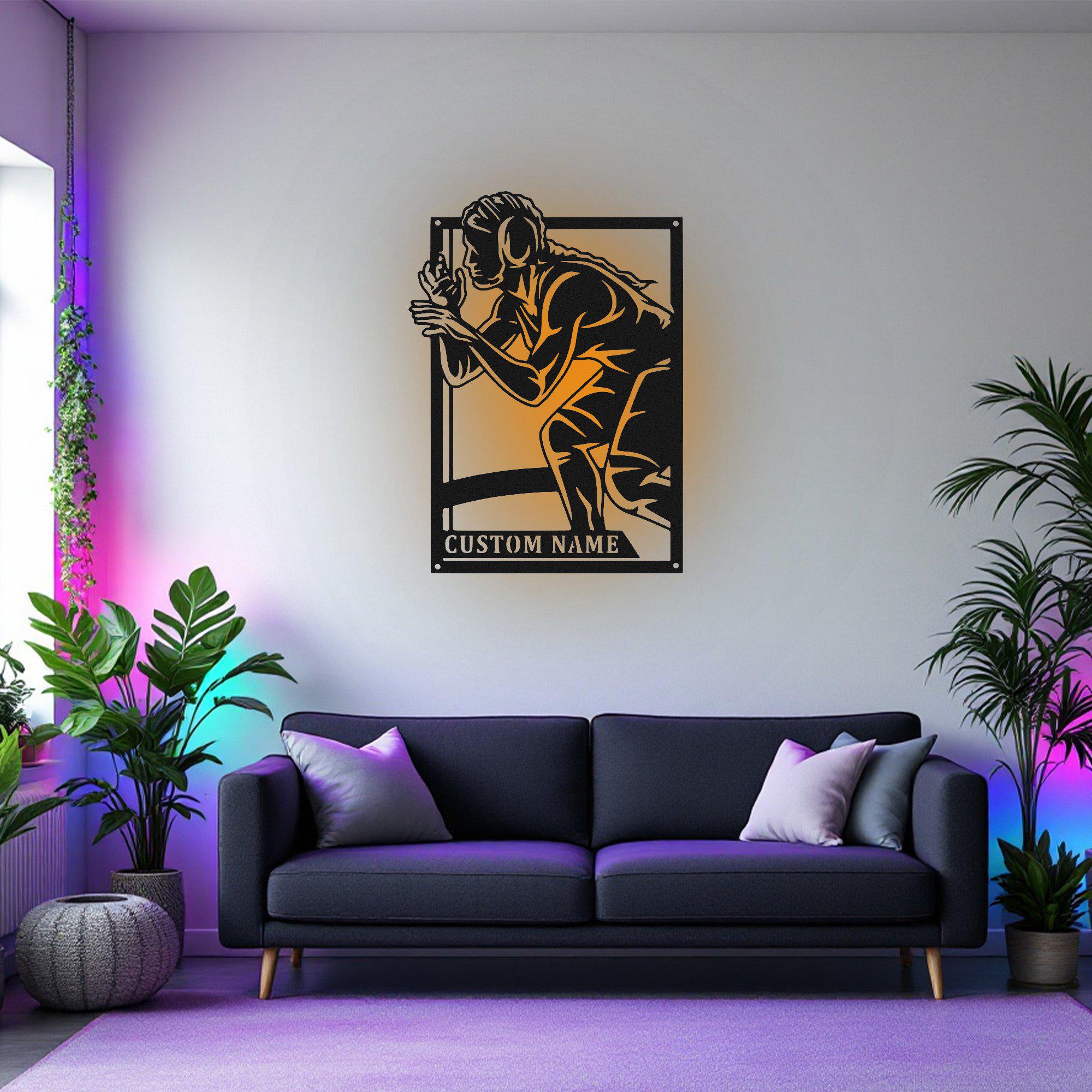 Custom Female Wrestler Metal LED Sign: Personalized Wall Art - Etsy