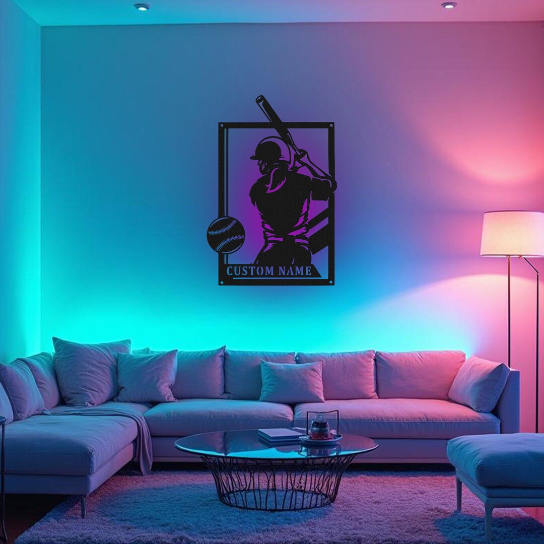 Custom Female Softball Signage Metal Wall Art With Led Light ...