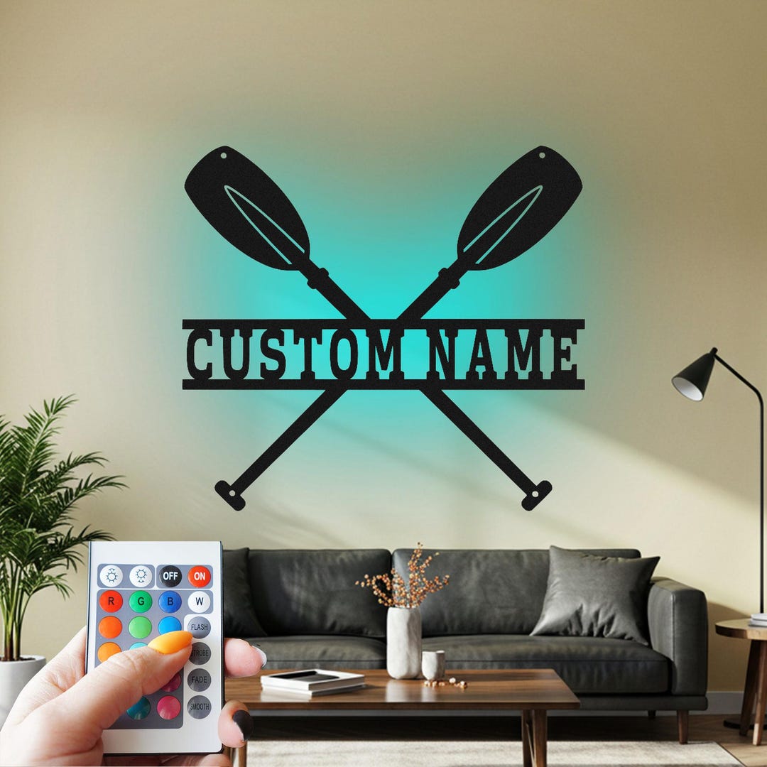 Custom Canoe Paddles Metal Wall Art With RGB LED Light - Etsy